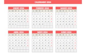 Plantilla Excel: Calendario 2024 (Con Días Festivos Marcados)