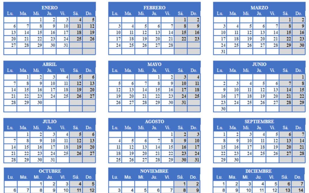 Plantillas de Excel de Calendarios para Descargar Gratis