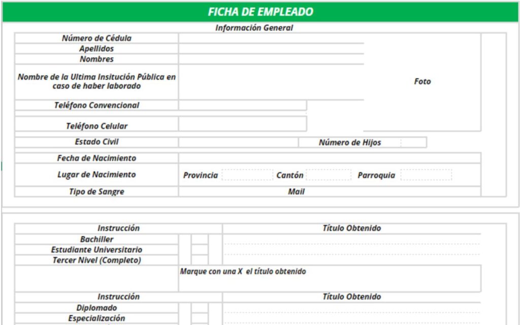 Plantilla de Excel: Ficha de Trabajador o Empleado [GRATIS]