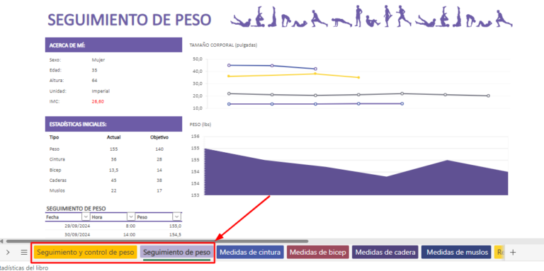 Plantilla de Excel: Control de Peso y Medidas Corporales [GRATIS]